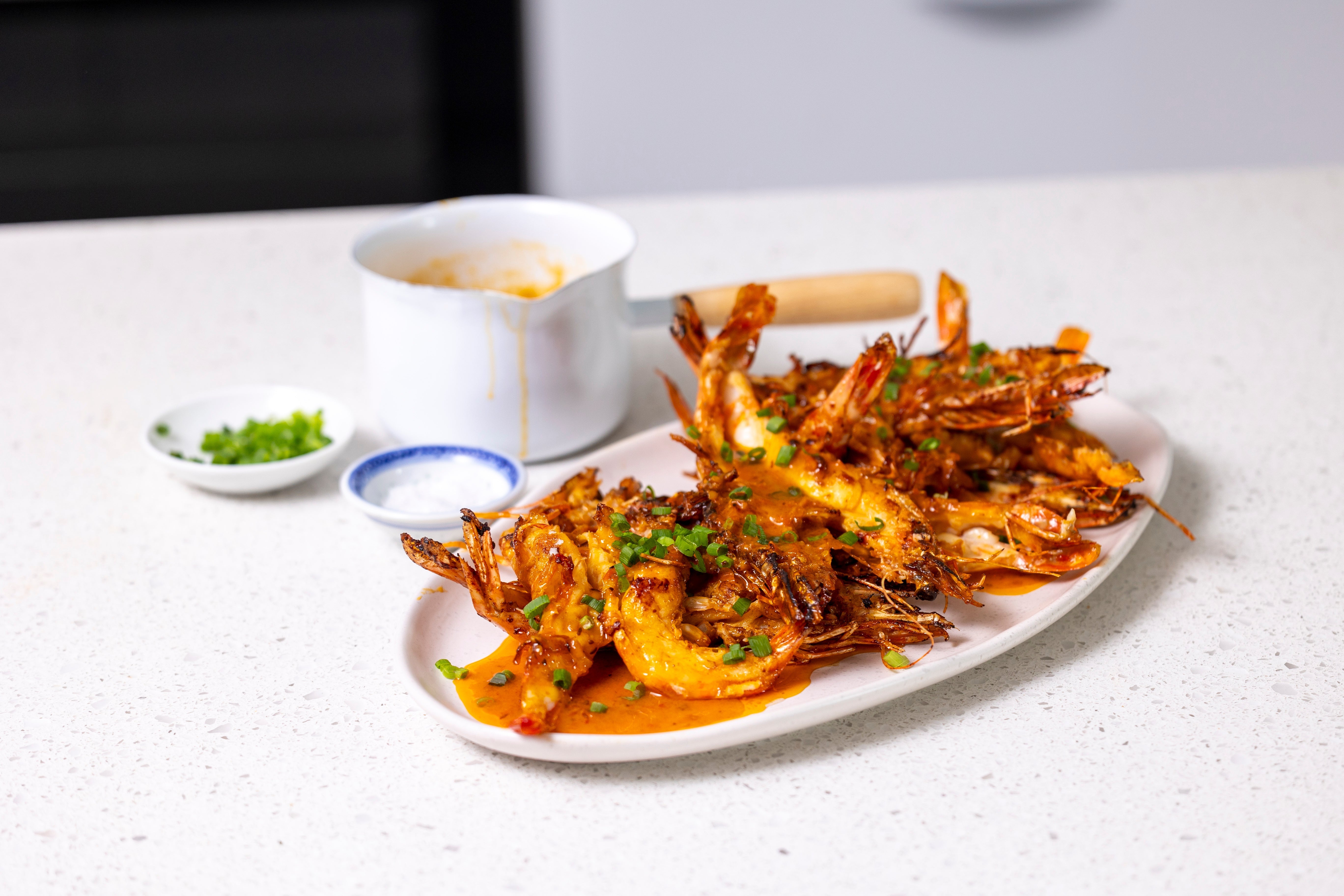 Alex Crisp's Skull Island Tiger Prawns with Honey Harissa Butter